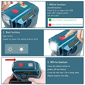 TPDL for Makita Powered Inverter Generator 200W, DC 18v to 110v AC Output, Portable Power Source USB Charger Adapter, for Makita 18v Power Station with LED Light