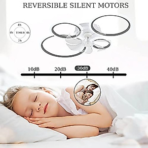 ZEELYDE Chandelier,Design Ceiling Fans with Lights and Remote, Dimmable Quiet Modern Ceiling Fan with Led Lamp, DC Reversible 6 Speed Ceiling Fan with Lighting for Bedroom Living Room -White