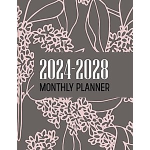 Gris Flower Cover 2024-2028 Monthly Planner 5 Year: 60 Months January 2024 to December 2028 Agenda Organizer Schedule .Large Size 8,5x11
