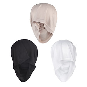 3 Pcs Muslim Inner Hijab Caps Women Solid Color Turban Underscarf Under Hijab Caps Stretchy Breathable Full Cover Undercap Tube Bonnet Under Scarf Hats Beanie