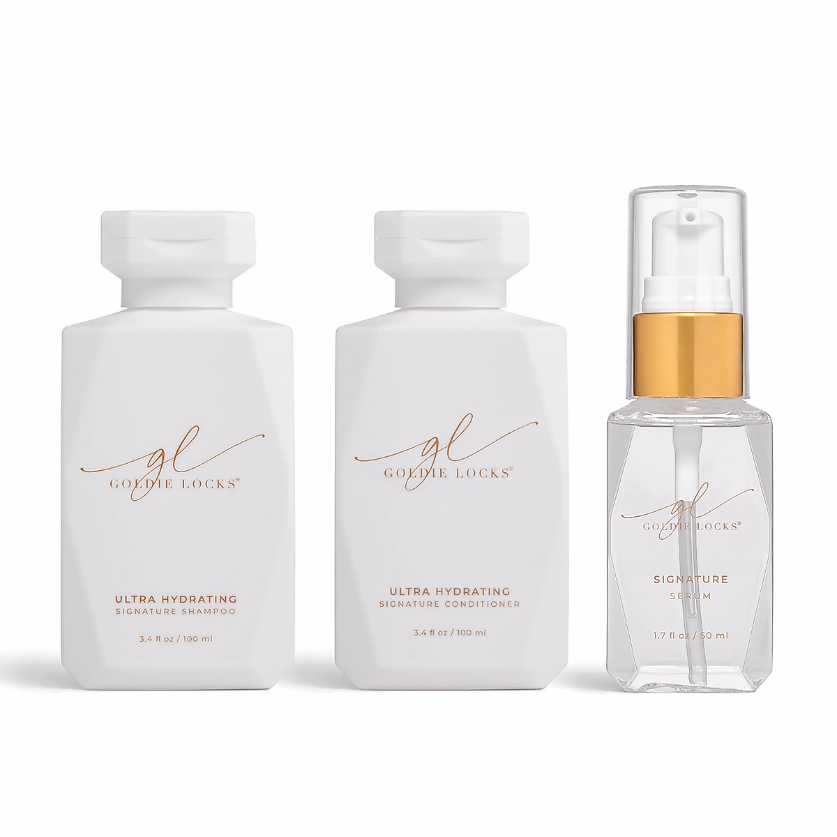 Goldie Locks Travel Essentials Bundle, Ultra Hydrating Shampoo, Conditioner & Signature Serum, Hair Care Set with Nourishing Marula Oil & Biotin, Paraben & Sulfate-Free, 3.4 Oz / 1.7 Oz