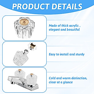 2PCS Faucet Handles Bathroom Sink Faucet Knobs Replacement Bathtub Hot and Cold Faucet Handle Faucet Rebuild Trim Kit in Clear Acrylic Compatible with Delta/LDR/Delex/Peerless MP54260 Faucets
