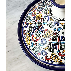 ARTKISH Hand Painted Moroccan Ceramic Tagine Cooking Pot Cookware for Cook and Serving - Pottery Tajin Dishware Perfect Housewarming Gift. (35cm = 14 inch)