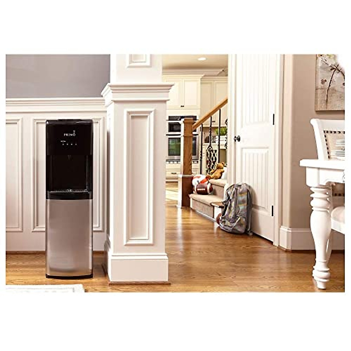 Primo Bottom-Loading Self-Sanitizing Water Dispenser, 3 Temp (Hot-Cool-Cold) Water Cooler Water Dispenser for 5 Gallon Bottle w/Child Safety Lock, Black and Stainless Steel