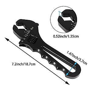 Dokili 3AN-16AN Adjustable Fitting Wrench Lightweight Black Aluminum Tool Spanner for An Hose Fitting Adapters End