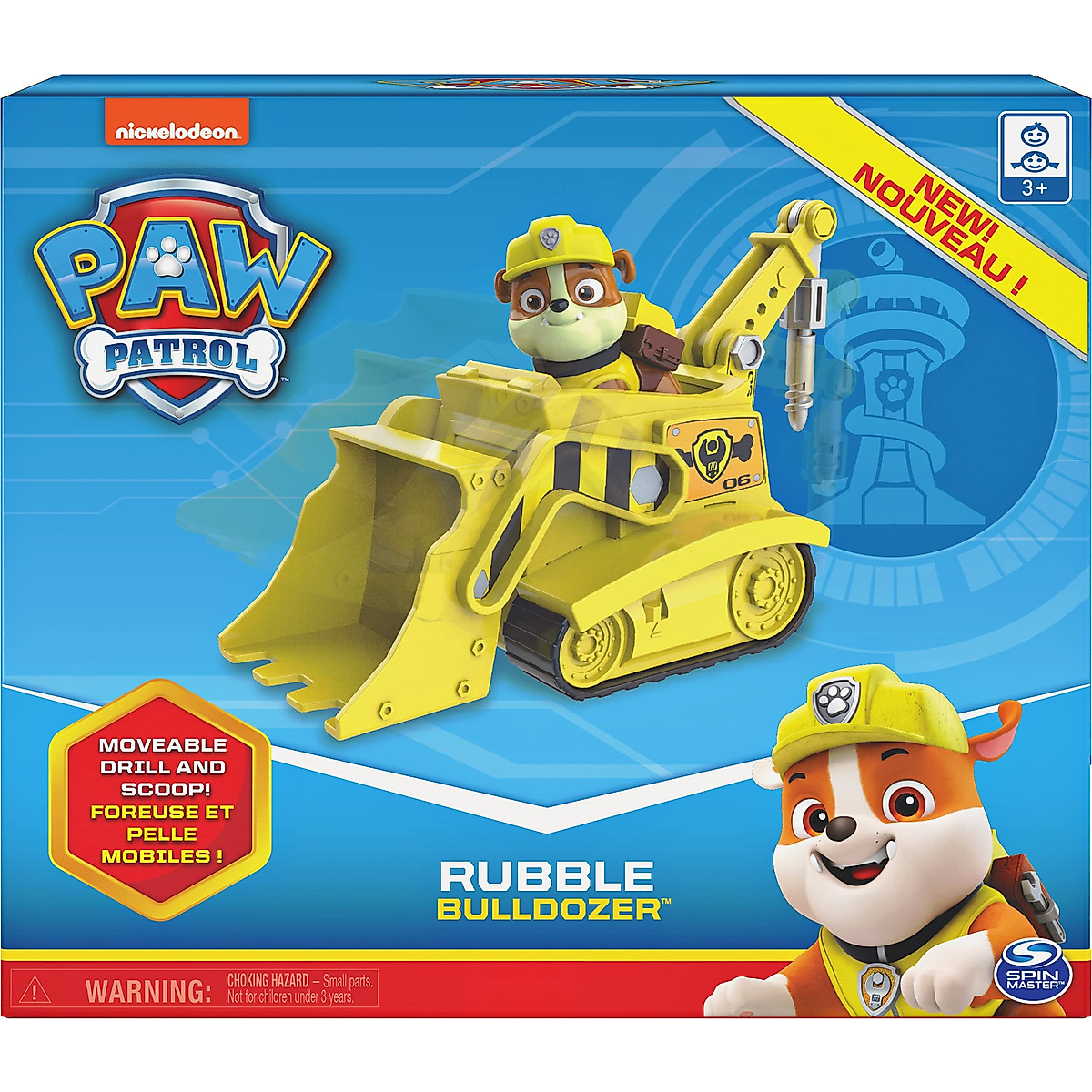 Paw Patrol, Rubble’s Bulldozer Vehicle with Collectible Figure, for Kids Aged 3 and Up