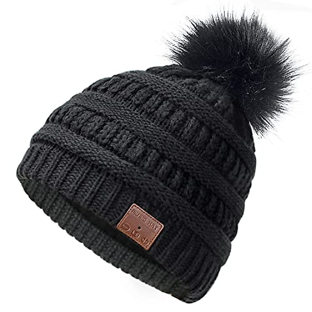 ChenFec Bluetooth V5.0 Beanie Hat for Women & Men, 5Hrs Music, Washable, Unisex, Winter Outdoor Sports Essentials, Black