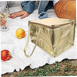 COLLBATH Insulation Insulated Cooler Reusable Food Transport Cooler Insulated Food Insulated Shopping Tote Golden Pearl Cotton Composite Aluminum Insulation Layer