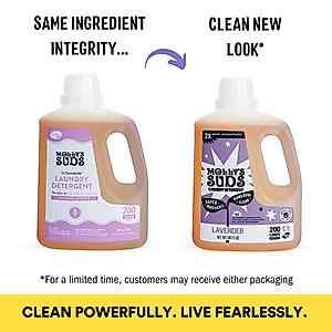 Molly's Suds Liquid Laundry Detergent | Clean Laundry Detergent Soap for Sensitive Skin | 2x Concentrated, High Efficiency (HE) | Lavender - 100 Loads