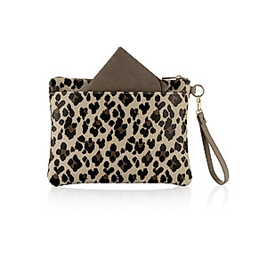 Itzy Ritzy Diaper Changing Clutch – Includes Easy-to-Clean Vegan Leather, On-the-Go Portable Diaper Changing Pad, Detachable Wrist Strap, 1 Exterior Pocket & 2 Interior Pockets (Leopard)