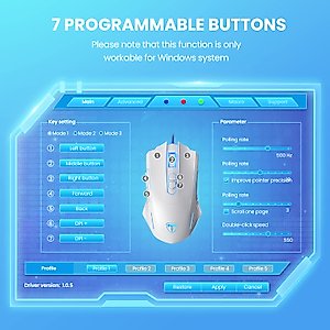 Lizsword Wired Gaming Mouse, PC Gaming Mice [Breathing RGB LED] [Plug Play] High-Precision Adjustable 7200 DPI, 7 Programmable Buttons, Ergonomic Computer USB Mouse Windows/PC/Mac/Laptop Gamer-White