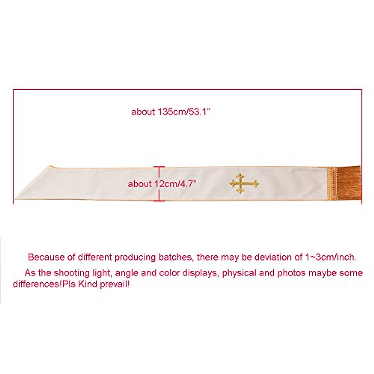 BLESSUME 1PC Clergy Mass Stole Cross Embroidered Wedding Stole