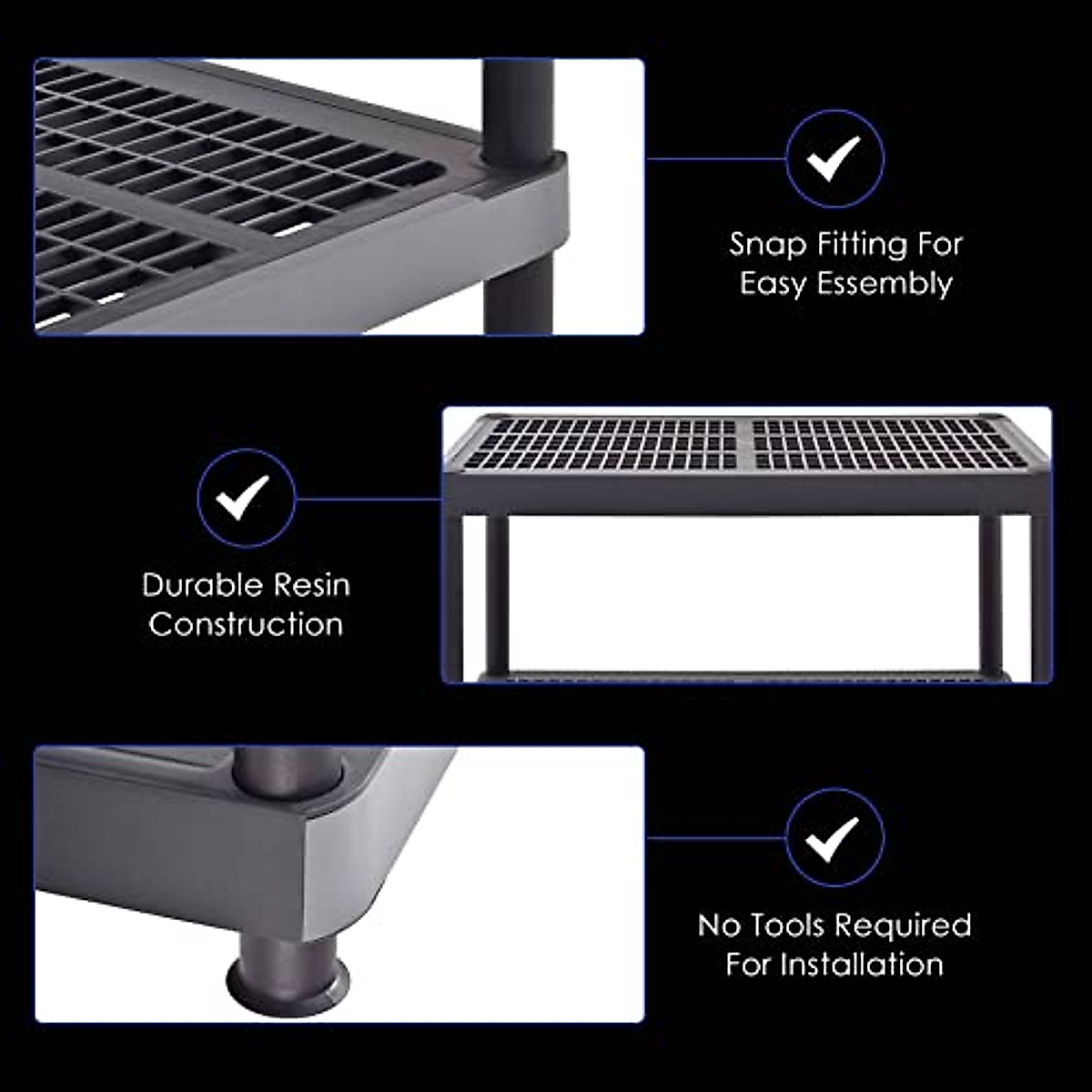 Juggernaut Storage 5-Level Heavy Duty Plastic Shelving System, Black/Gray (RSHD3624-5BG)