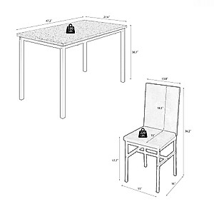 YOFE Dining Table Set for 4, Kitchen Table with 4 Chairs,Faux Marble Tabletop & 4 Leather Upholstered Chairs for Dining Room,Kitchen, Dinette, Breakfast Nook (Pink+White)