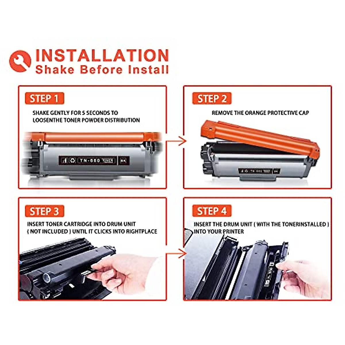 Juyudow Compatible TN-660 Toner Cartridge Replacement for Brother TN660 TN630 TN-630 High Yield for HL-L2300D HL-L2380DW HL-L2320D DCP-L2540DW MFC-L2700DW MFC-L2685DW Printer (2 Packs, Black)