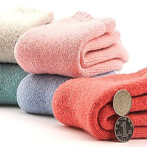 Womens Super Thick Wool Socks - Soft Warm Comfort Casual Crew Winter Socks (Pack of 3-5), Multicolor