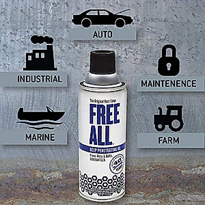 Free All Rust Eater Deep Penetrating Oil, Loosen Rusty Nuts & Bolts, Screws, Clamps, Pipes, 1.5 oz. Aerosol