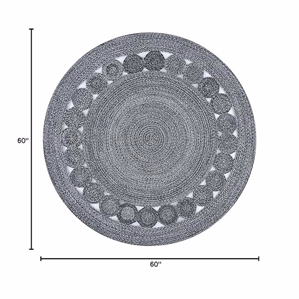 SAFAVIEH Cape Cod Collection 5' Round Charcoal CAP225H Handmade Braided Area Rug