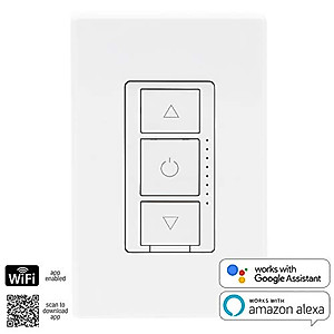 Luvoni WiFi Smart Dimmer Switch, 3-Way/Single Pole Electrical Light Switch, 3 Button, 300 Watt max, LED Compatible, Screwless Wall Plate Included, Compatible with Alexa and Google Assistant