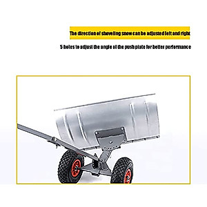 KOKMAT Snow Shovels, Rolling Snow Pusher 10in Wheels, Heavy Duty Metal Snow Pusher with Adjustable Height and Angle for Driveway, Garden, Pavement Cleaning (Size : Double Pole)