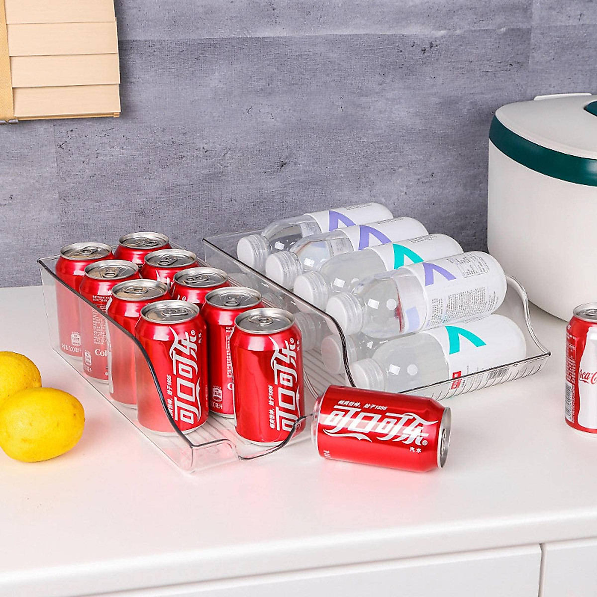 NC Can Drink Holder Storage & Dispenser Bin for Refrigerator, Freezer, Countertop, Cabinets & Pantry - Holds Up to 9 Cans (7oz) - Beverage & Canned Food Organizer