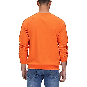 MAGCOMSEN Men's Crewneck Sweater Shirts Light Weight Sweatshirts Long Sleeve Light Pullover Casual Stylish Solid Shirt Orange,L