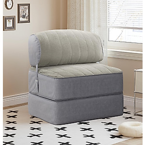 Daneey Convertible Folding Sofa Bed, Folding Chair Bed, Convertible Chair Bed Sleeper and Fold Out Couch, Foam Floor Sofa Couch Bed, Futon Sofa Bed for Bedroom/Living Room/Dorm, Gray