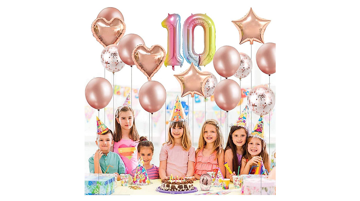 40" Rainbow Number 10 Balloons - Perfect for Parties