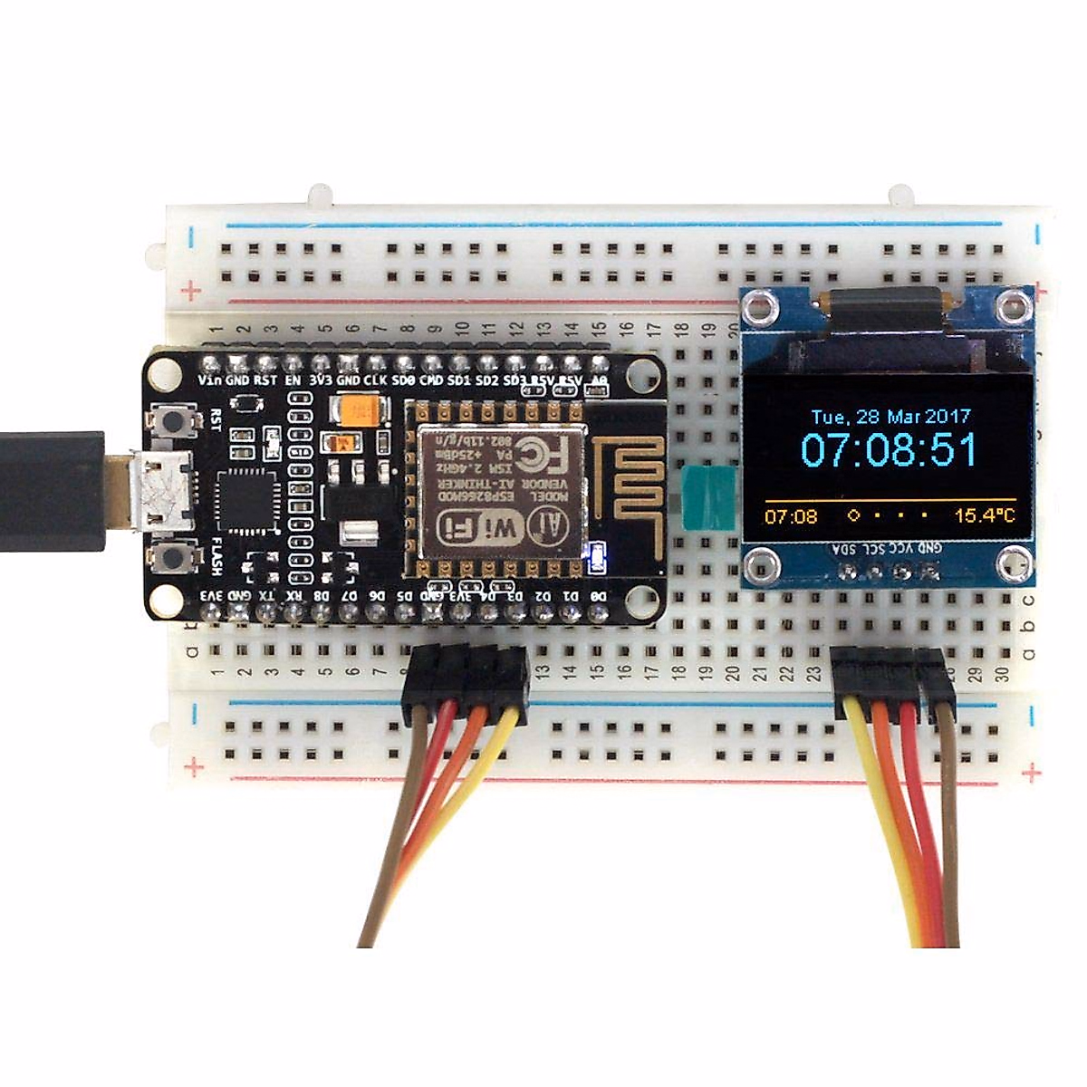 DAOKI ESP8266 Starter Kit ESP8266 Weather Station Kit for IoT Arduino IDE with ESP8266 ESP-12E Development Board 0.96" OLED Display and DHT11 Temperature and Humidity Sensor + Breadboard