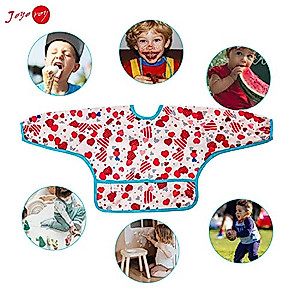 Joyo roy Baby Bibs For Eating Bibs For Toddlers Long Sleeve Bib Plastic Bibs For Babies Sleeved Bib smock for Kids 8-12 Kids Paint Smock Weaning Bib Sleeved Bibs for Babies Baby Apron for Eating