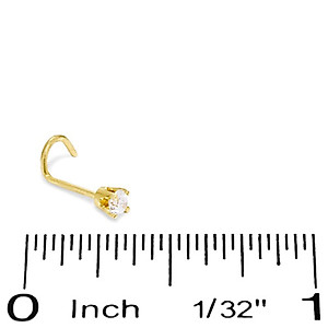 JewelMore Diamond Nose Stud 14K White or Yellow Gold Nose Ring Twist Screw 20 Gauge I1 Clarity (2mm (0.03 ct. tw) …