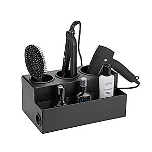 JackCubeDesign Hair Dryer Holder Hair Styling Product Care Tool Organizer Bath Supplies Accessories Tray Stand Storage Bathroom Vanity Countertop with 3 Holes(Black) – :MK154C