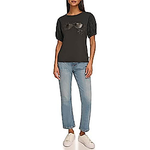 Karl Lagerfeld Paris Women's Casual Sunglass Top Logo, Black