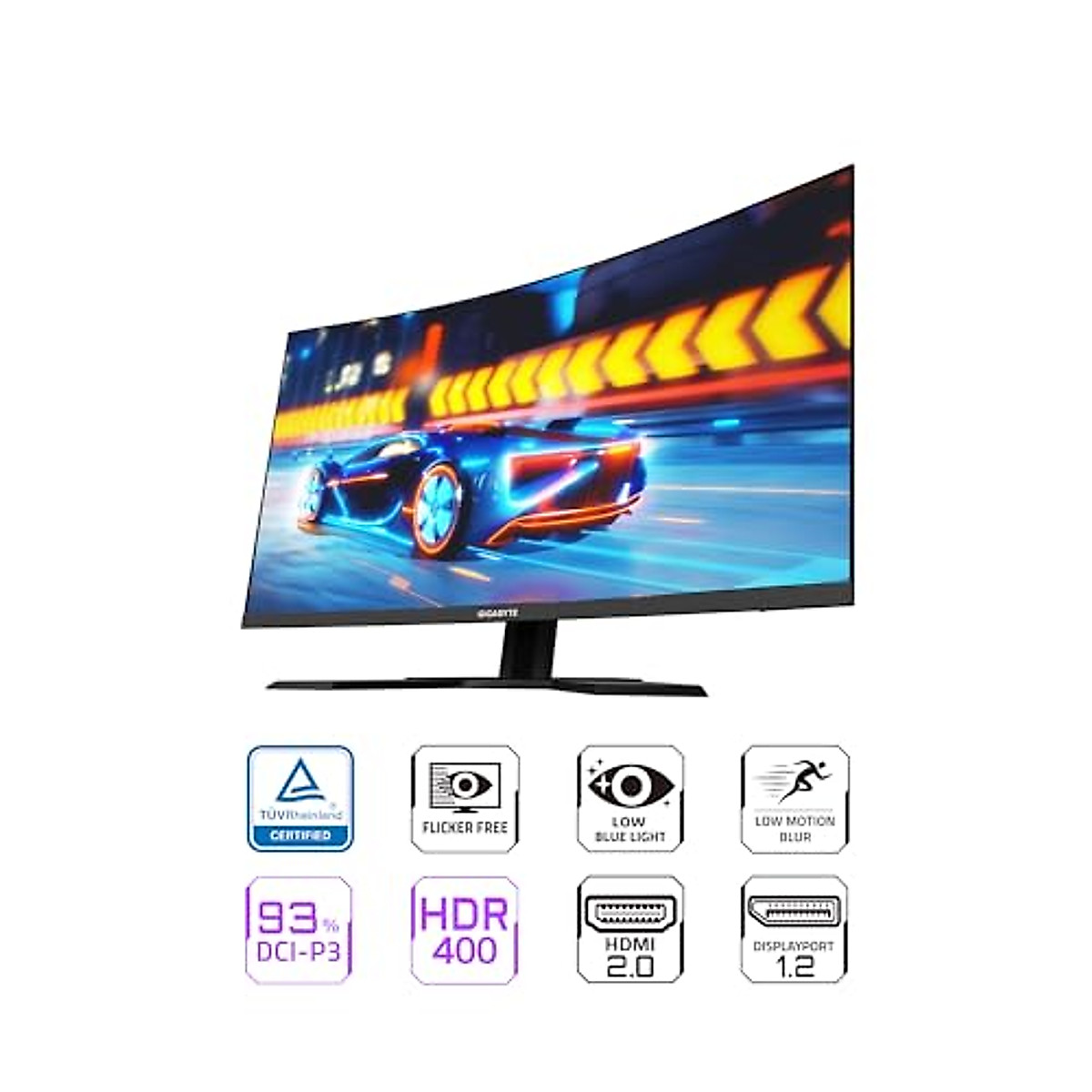 GIGABYTE G32QC A (32" 165Hz 1440P Curved Gaming Monitor, 2560 x 1440 VA 1500R , 1ms (MPRT) Response Time, 93% DCI-P3, VESA Display HDR400, FreeSync Premium Pro