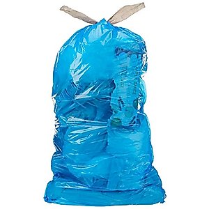 AmazonCommercial Custom Fit Blue Drawstring Trash Bags - Compatible with simplehuman Type D - 0.96 MIL - 108 Count