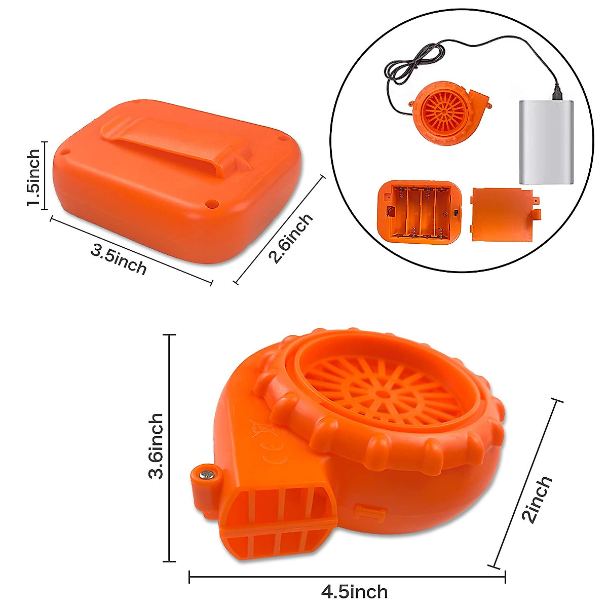Asekonc Halloween Mini Blower Fan for Halloween Dinosaur Costume or Doll Mascot Head or Other Inflatable Game Clothing Suits, Orange