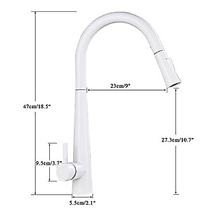 Kitchen Sink Faucet for Bar Farmhouse Commercial, Touch Sensor White Kitchen Faucet, White Pull Out Kitchen Mixer Faucets, Black Smart Sensor Stream Spray Mode Mixer Taps (Color : White)
