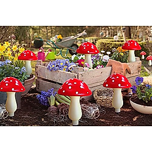 Homeleo Upgraded 8 Pack Red Mushroom Solar Lights for Outdoor Garden Decor, Waterproof Solar Powered Fairy Lights for Yard Fence Lawn Decking Pathway Landscape Lighting Halloween Christmas Decorations