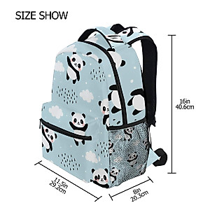 Qilmy Panda Backpack for Girls Student School Bookbag Laptop Computer Travel Daypack, Sky Blue