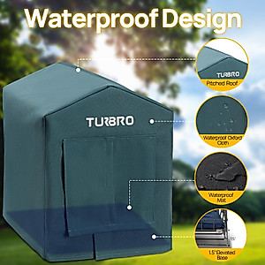 TURBRO Heated Cat House Outdoor, Insulated and Weatherproof Iron Shelter for Feral and Cats Outside, Heating Pad Bed with 14.7ft Anti-Bite Cord, UL Test Passed, Blue