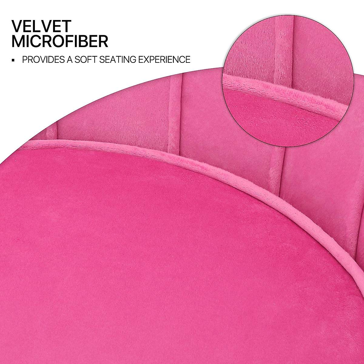 MoNiBloom Upholstered Velvet Accent Chair Elegant Mid-Century Modern Pink Shell Chair w/Cushion and Golden Legs, Retro Leisure Tufted Flower Chair for Living Room Bedroom Reading Areas