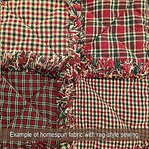 Cranberry Christmas 3 Cotton Homespun Plaid Fabric by JCS - Sold by The Yard