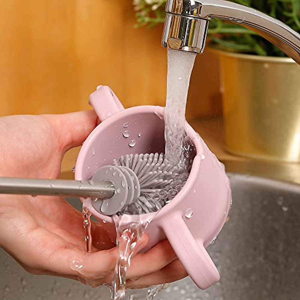 haakaa Silicone Toddler Cup - Durable Baby Training Cup for Baby Independent Drinking, Easy-grip Handles Drinking Cup for 6 Months+ Babies 150ml/5oz (Blush)