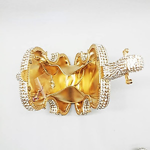 Luxury Glitter Clutch Purse Guitar Crystal Bling Evening Bags for Women Shining Shoulder Bags Crossbody Bags (Light Golden)