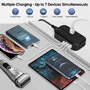 Voltage Converter 2300W International Power Converter Step Down 220v/240v to 110v/120v Travel Adapter Transformer w/ 4 USB 3 AC Outlets 7 Worldwide Plug Adapters EU/US/AU/IT/UK/India/South Africa