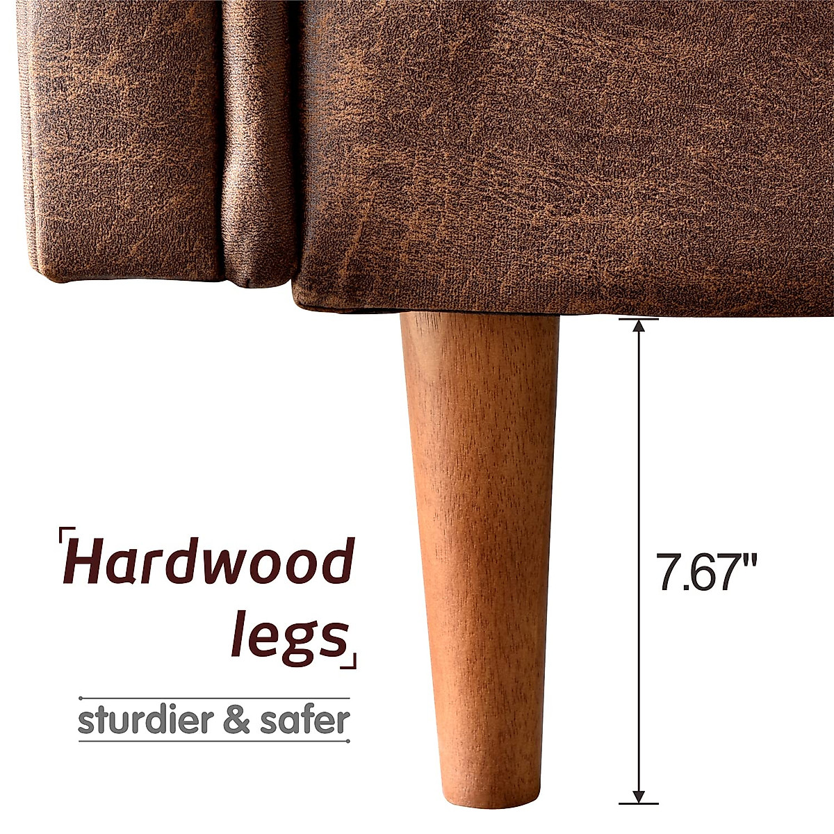 ovios 73.6" Mid-Century Modern Sofa Couch, 3-Seats Leather Couches with Comfy Cushions, Deep Seat Sofas for Living Room Bedroom Apartment and Small Spaces, Dark Brown