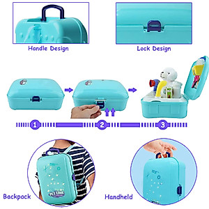 TEUVO Pet Care Play Set Doctor Kit for Kids, 16 Pcs Doctor Pretend Play Vet Dog Grooming Toys Puppy Dog Carrier Feeding Dog Backpack Gifts for Girls Boys 3-7 Years Old