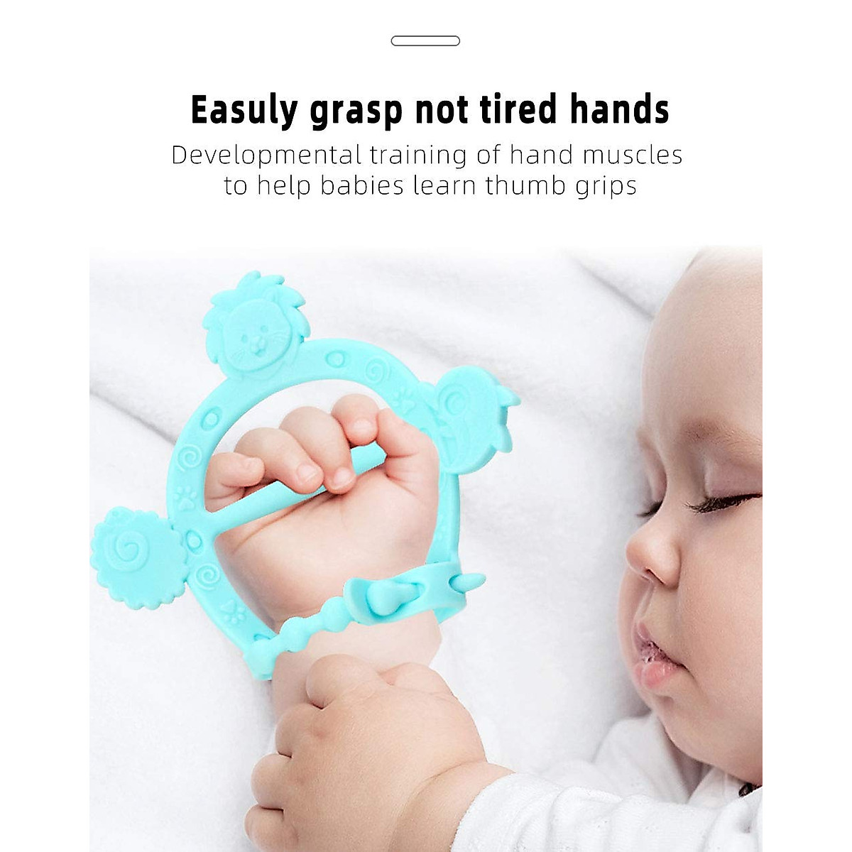 ANGELBB Teething Wristband 3-12 Months,Stimulating Teeths Toys for Infant,Avoid Scratching,Adjustable,Never Drop from Hand (Pink)