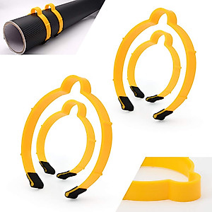 4 PCS Speed Hoop Clip Vinyl Storage Solution Tool Keeping Loose Rolls Tidy, Roll-Media Vinyl Wraps Holder Plastic Ring Clamp with Quick Release Handle and Scratch Protection Felt Patch 80mm & 110mm