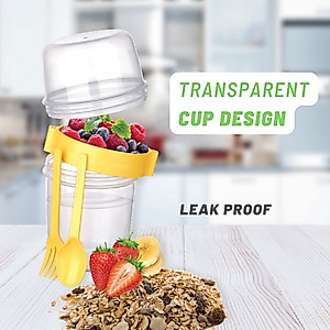 Fairway Finds 4 Pack of 22 oz Yogurt Parfait Cups With Lids Reusable Crunch Cup Portable Cereal Cup Meal Planning Containers Milk Granola Yoghurt Carrying Container Cereal on the go Lids and Spoons